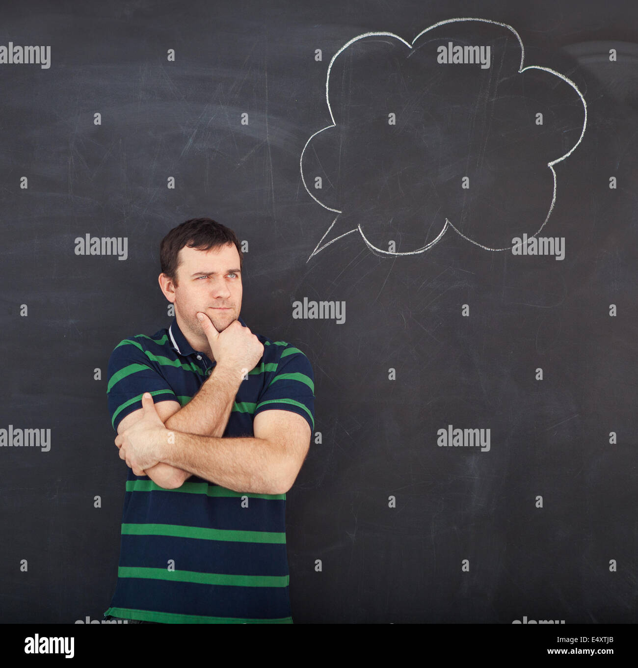 Vintage Man Thinking Black And White High Resolution Stock Photography ...