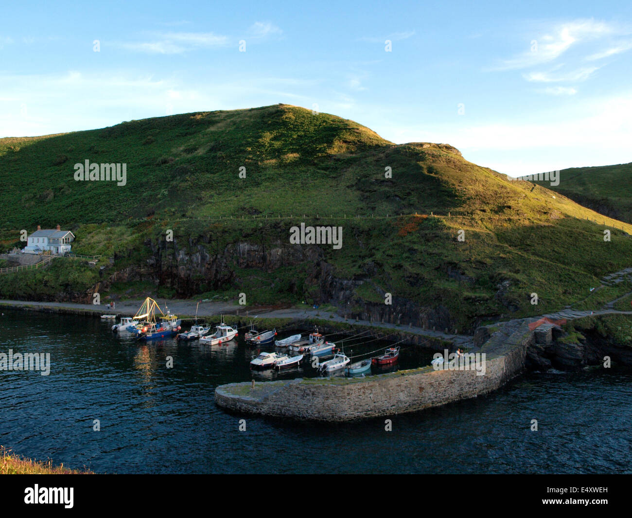 Boscastle Harbour in the early evening light, Cornwall, UK Stock Photo ...