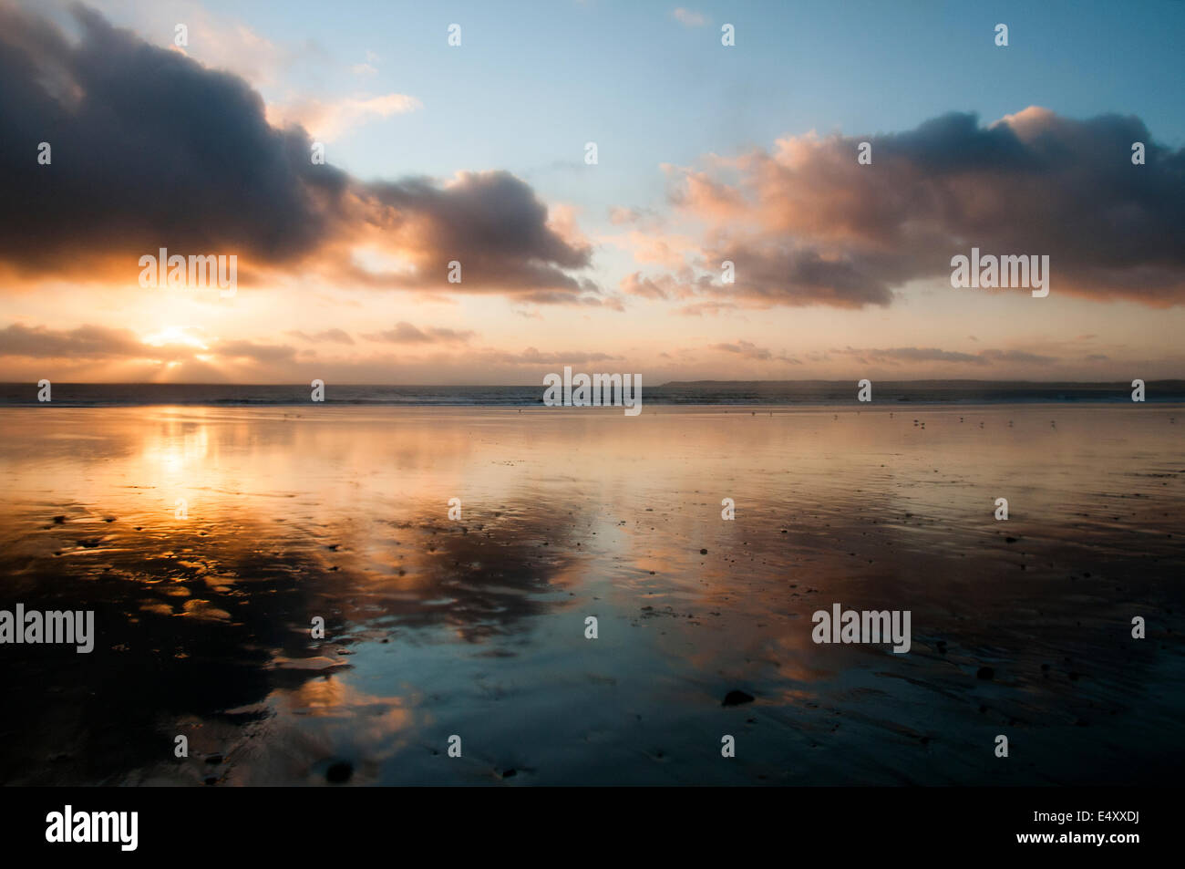 Sunset on Aberavon beach at Port Talbot, South Wales UK Stock Photo - Alamy