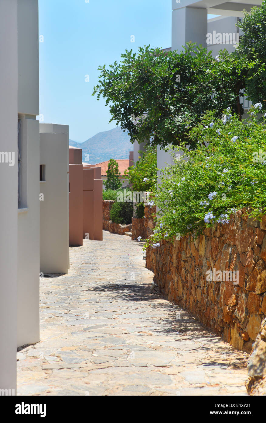Pictorial greek street. Crete, Greece Stock Photo - Alamy