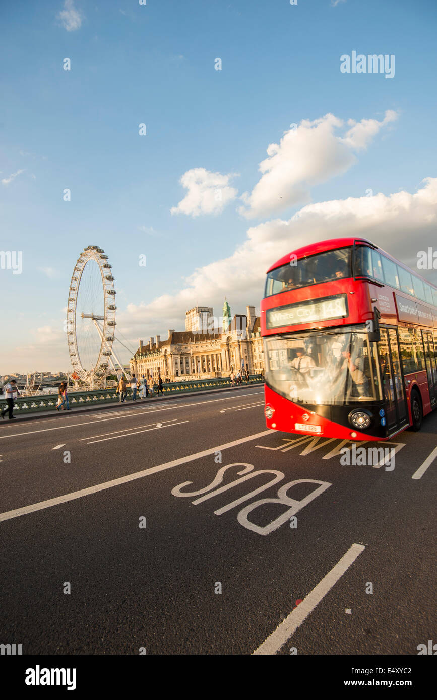 A bus going over Westminster Bridge in London England UK Stock Photo ...