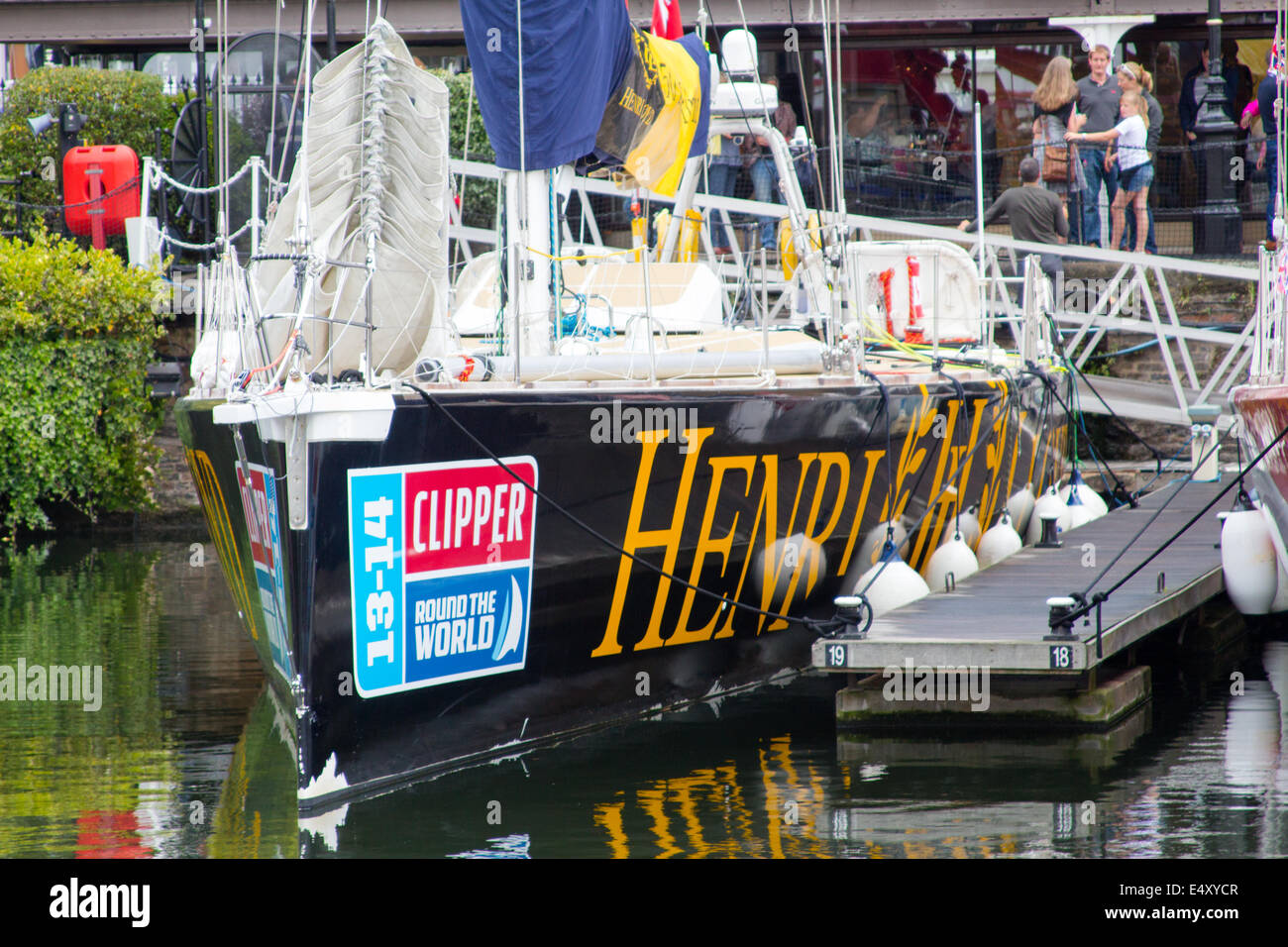 The Henri Lloyd Clipper 70 yacht moored in St Katharine Docks, London ...