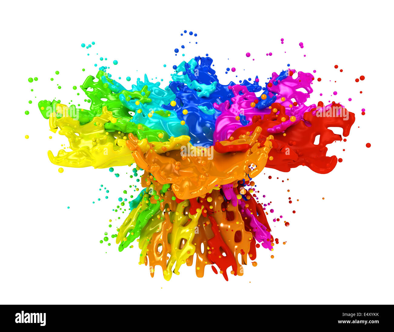 Colorful paint splashing isolated on white Stock Photo - Alamy