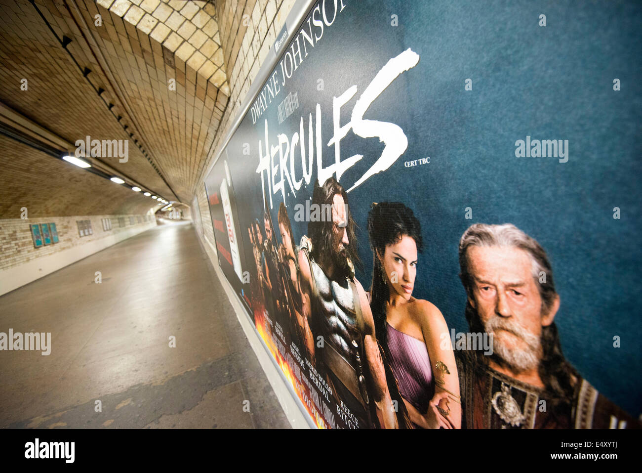 Hercules Poster on a wall in the underground in London England UK Stock ...