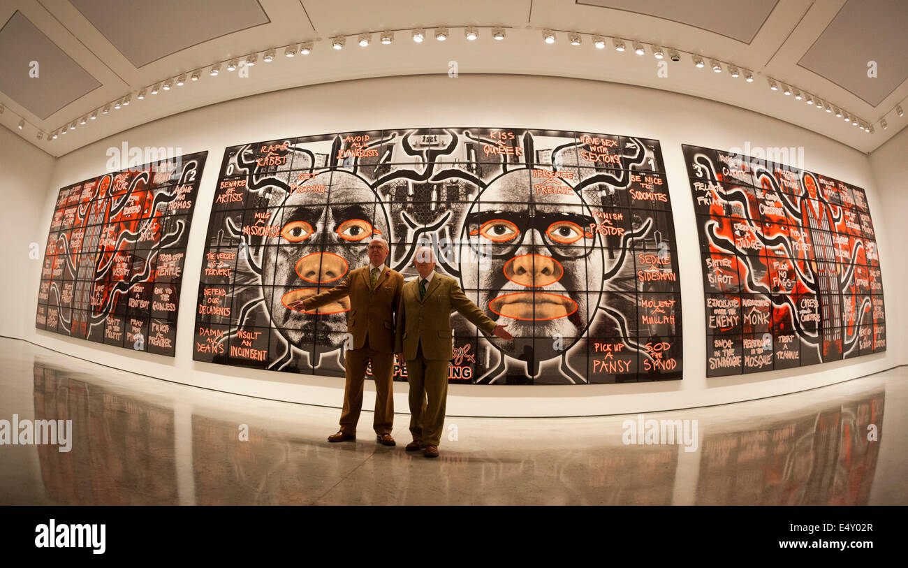 Gilbert & George exhibition "Scapegoating Pictures for London" with ...