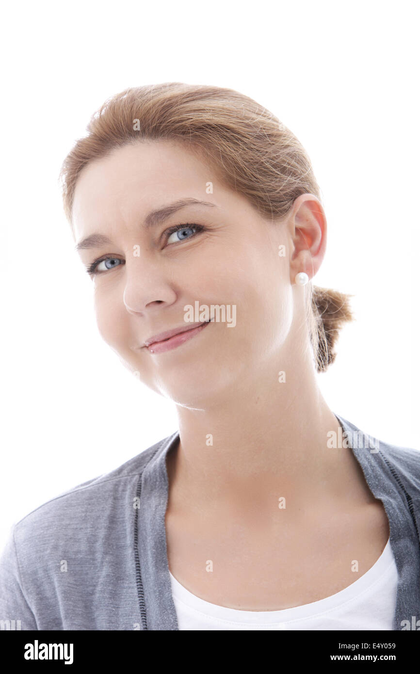 Young woman smiles smiling hi-res stock photography and images - Alamy