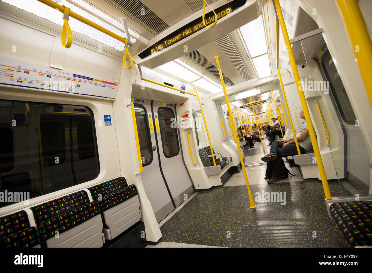 Inside an underground train in London England UK Stock Photo - Alamy