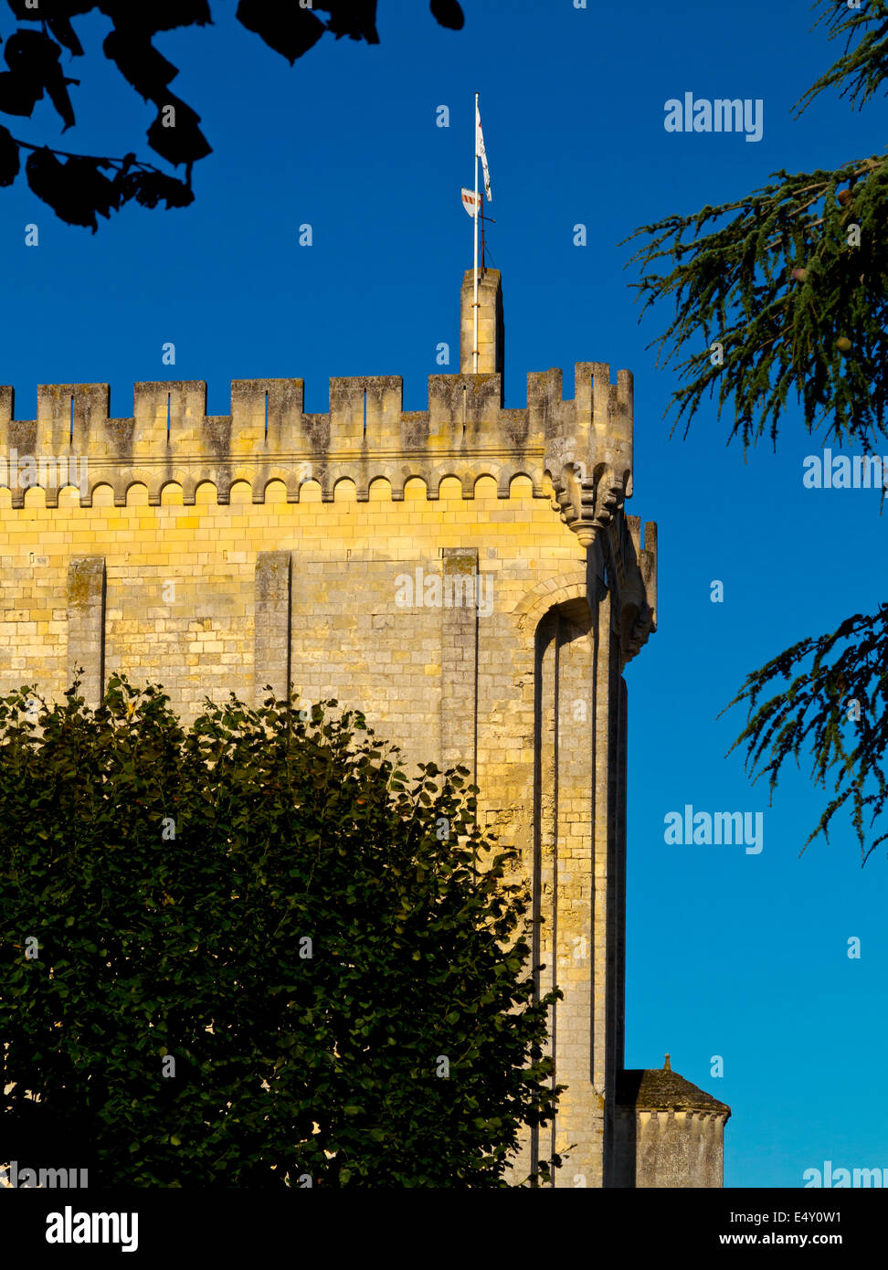 Medieval stone tower or donjon in the town of Pons in Charente-Maritime ...