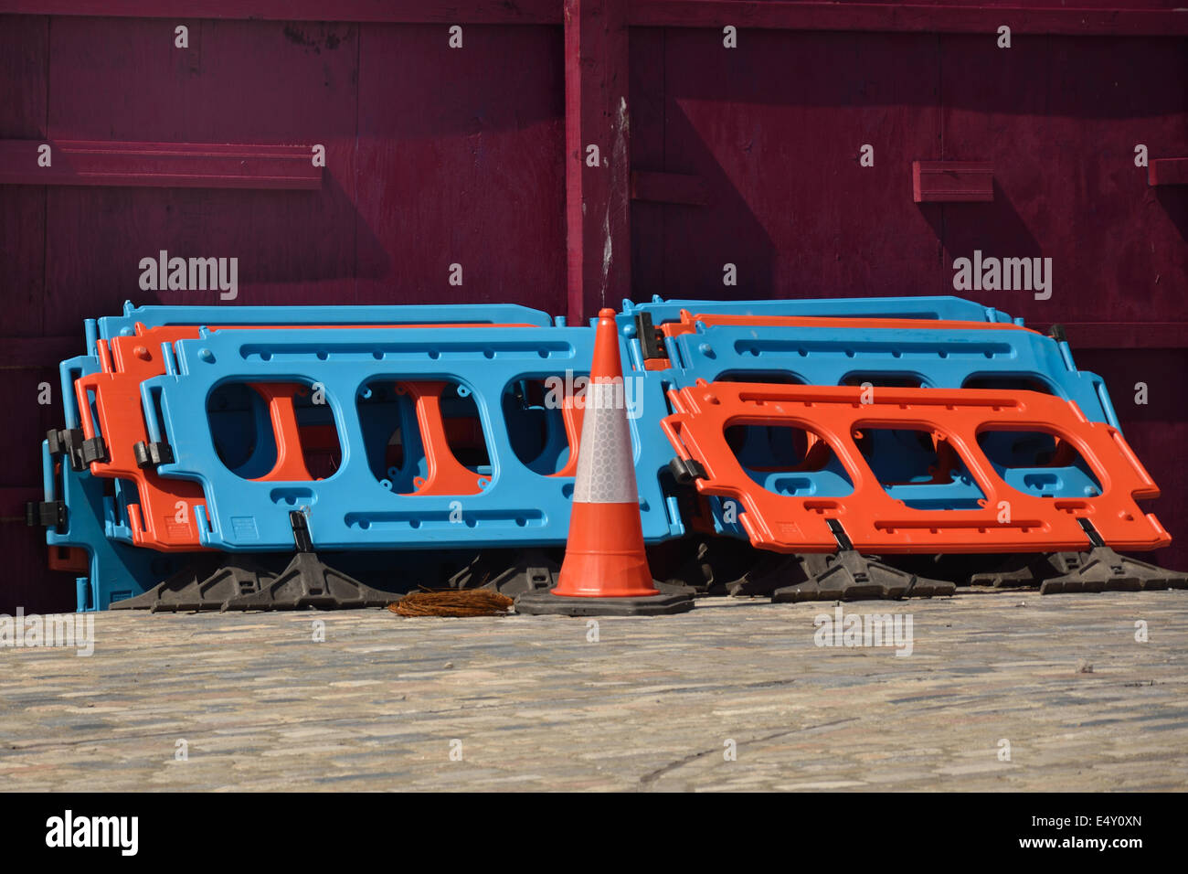 Barriers and Cone Stock Photo - Alamy
