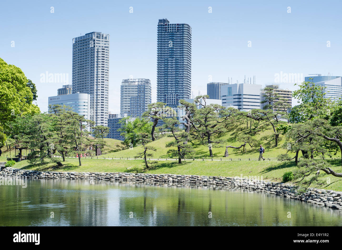 Skyscrapers and japanese garden in Tokyo Japan Stock Photo - Alamy