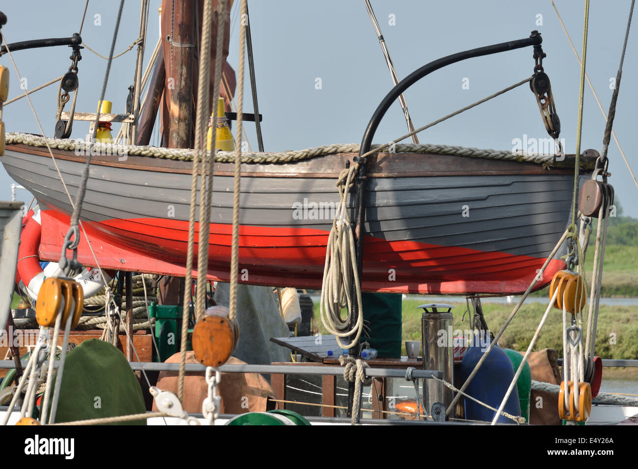 Life boat on sailing ship Stock Photo - Alamy