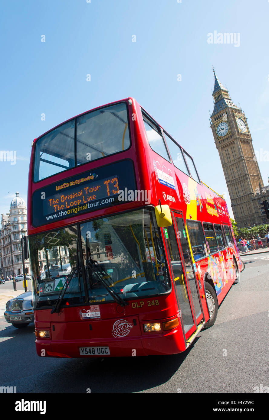 A London bus with Big Ben in the background, London England UK Stock ...
