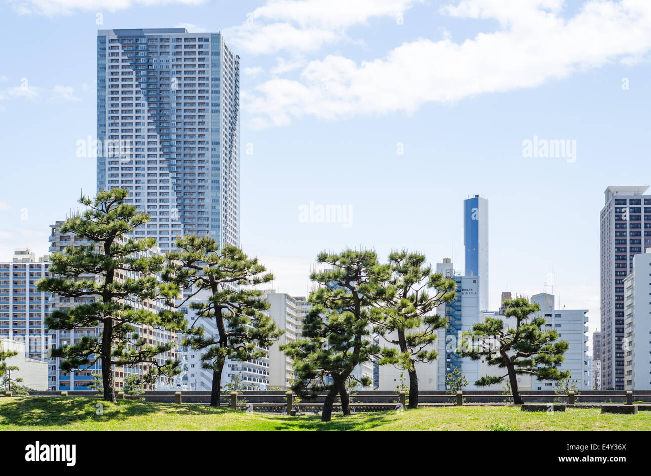 Skyscrapers and japanese garden in Tokyo Japan Stock Photo - Alamy