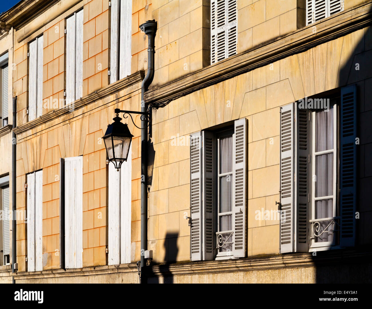 Typical French town houses with shutters in Pons near Cognac in the ...