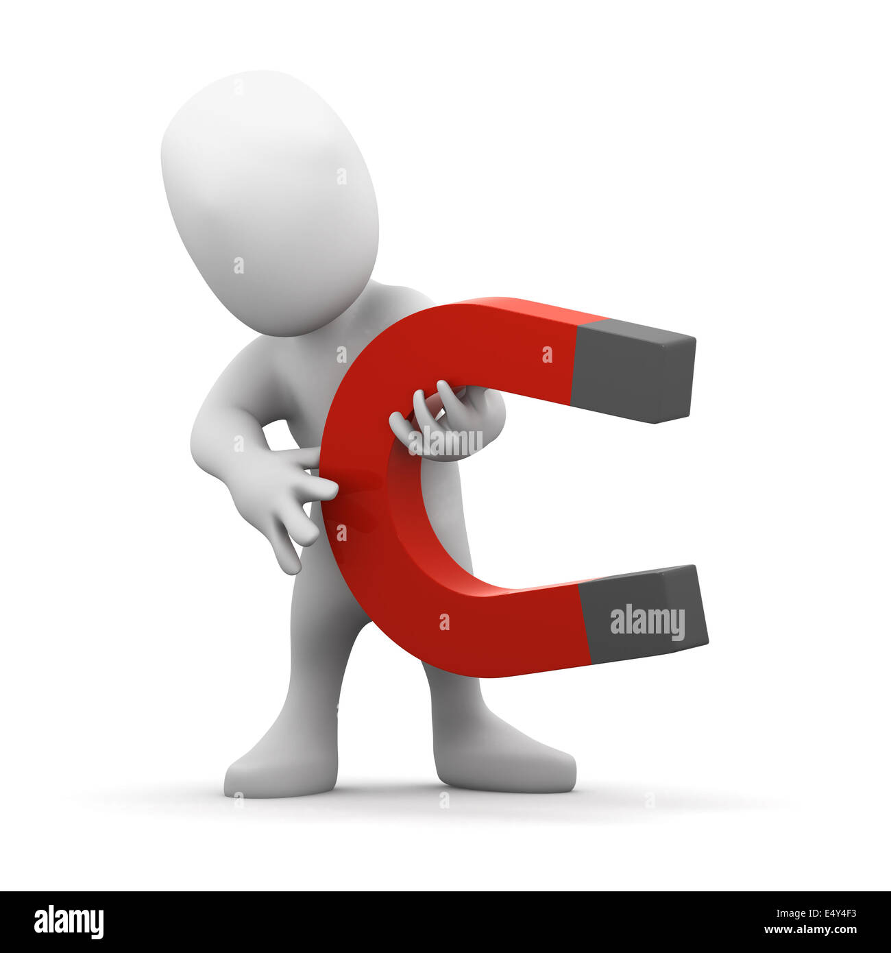 3d render of a little person holding a magnet Stock Photo - Alamy