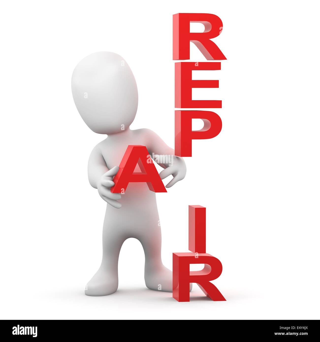 3d render of a little person with the word "Repair Stock Photo - Alamy