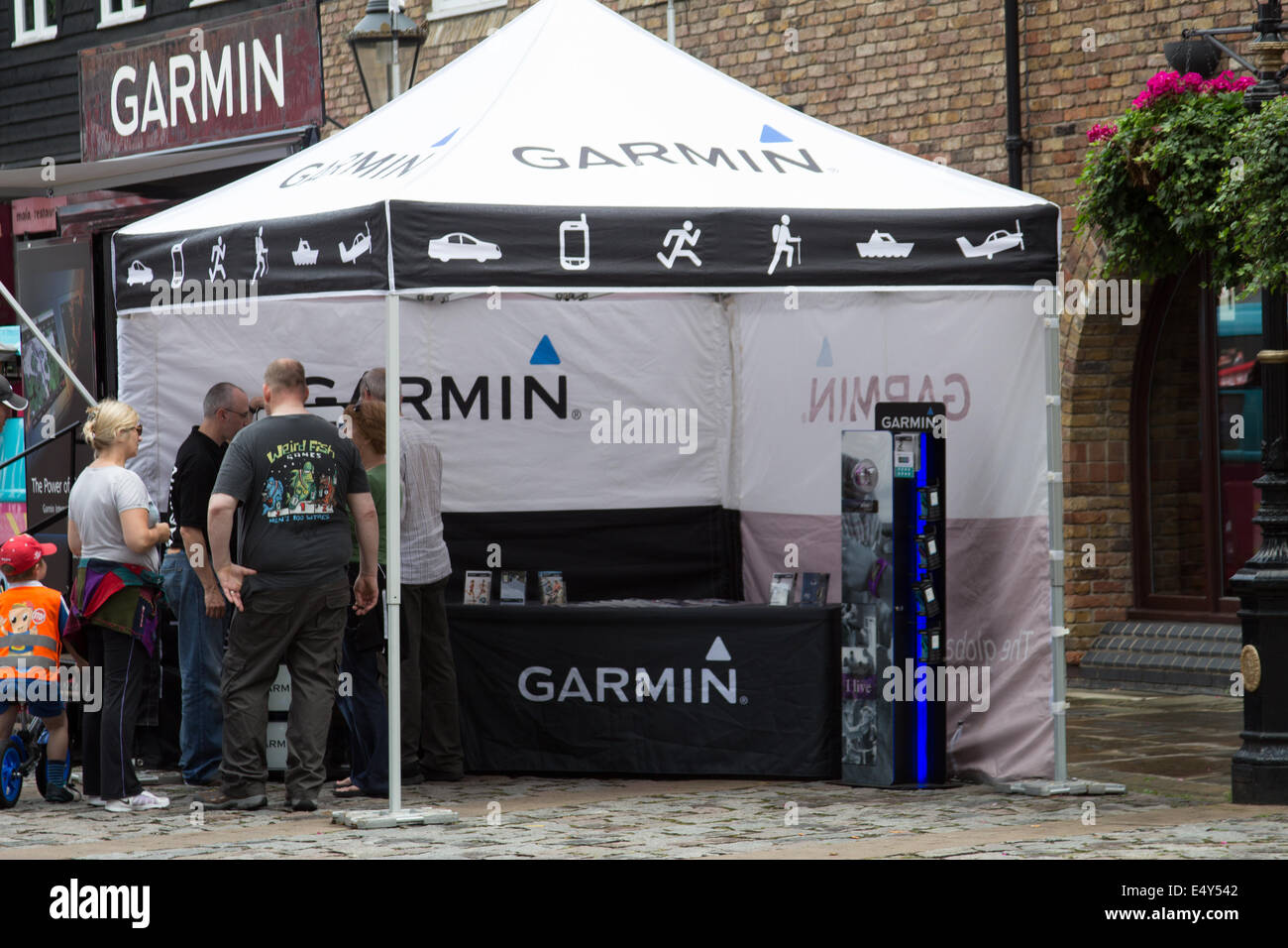 The Garmin tent at the race village in St Katharine Docks Stock Photo ...
