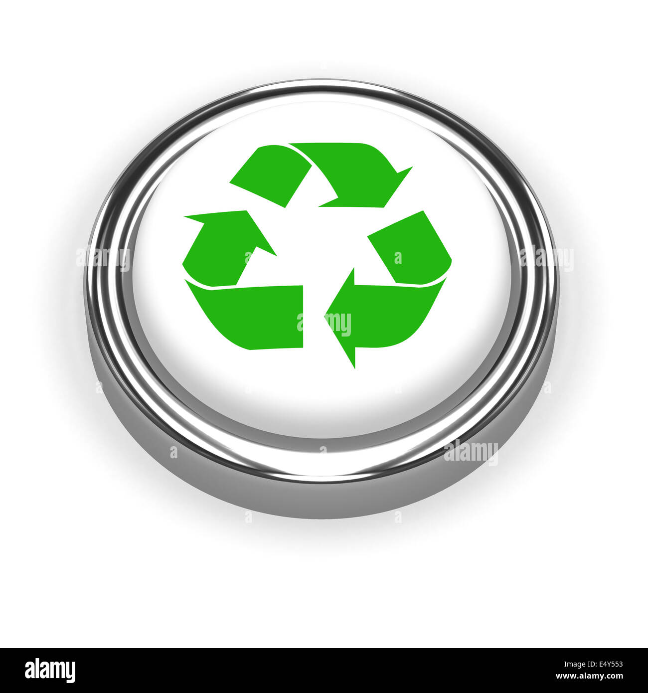 3d render of a green recycle button Stock Photo - Alamy