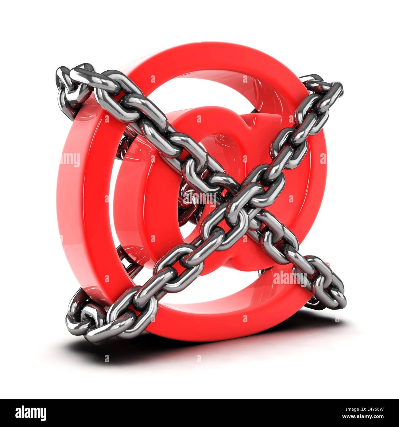 3d render of an email address symbol wrapped in chains Stock Photo - Alamy