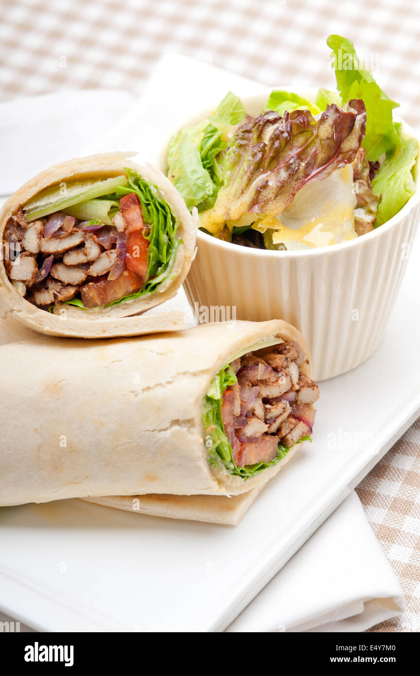 kafta shawarma chicken pita wrap roll sandwich Stock Photo - Alamy