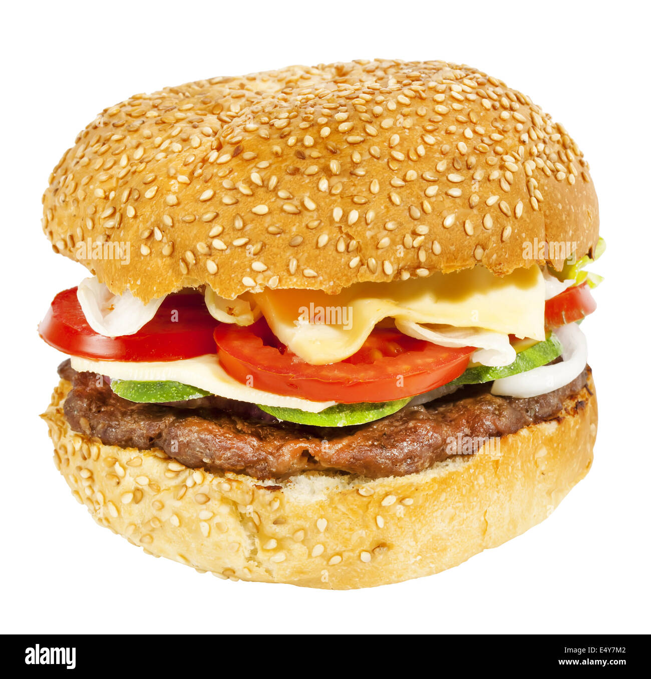 Beef burger lettuce tomatoes Cut Out Stock Images & Pictures - Alamy