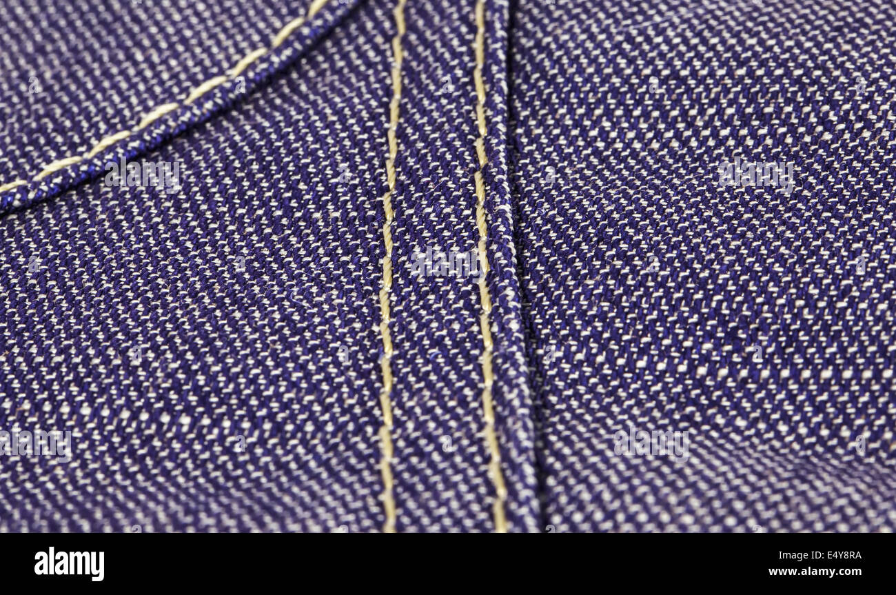 Jeans textile with close view on seams Stock Photo - Alamy