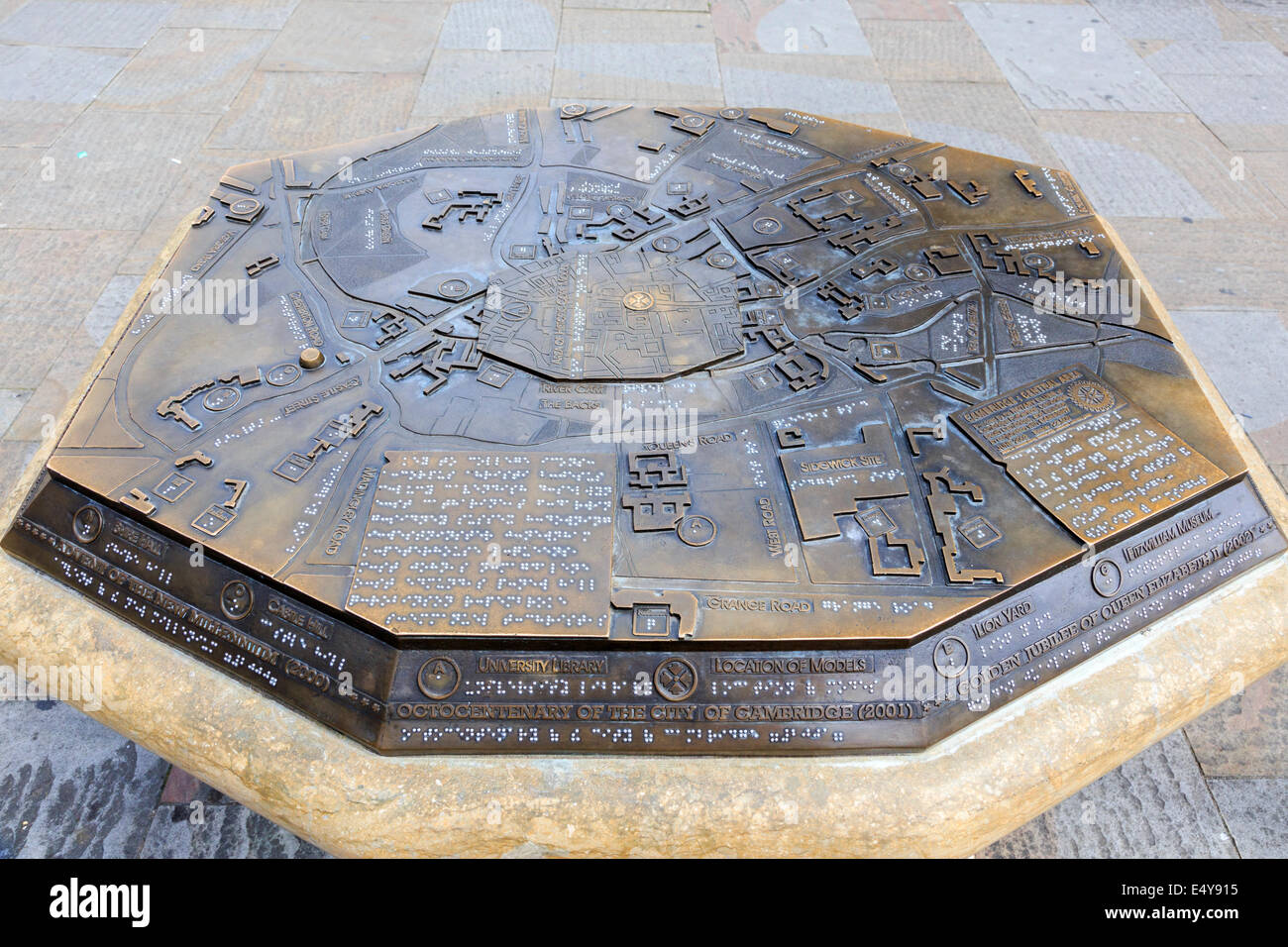 city of cambridge braille map of cambridge city centre england uk gb ...