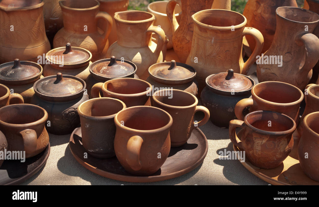 Pottery on the table Stock Photo - Alamy