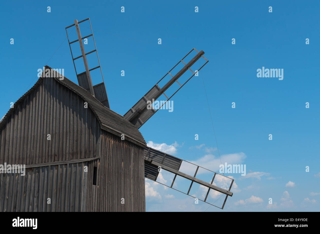Wooden windmill rear view Stock Photo - Alamy