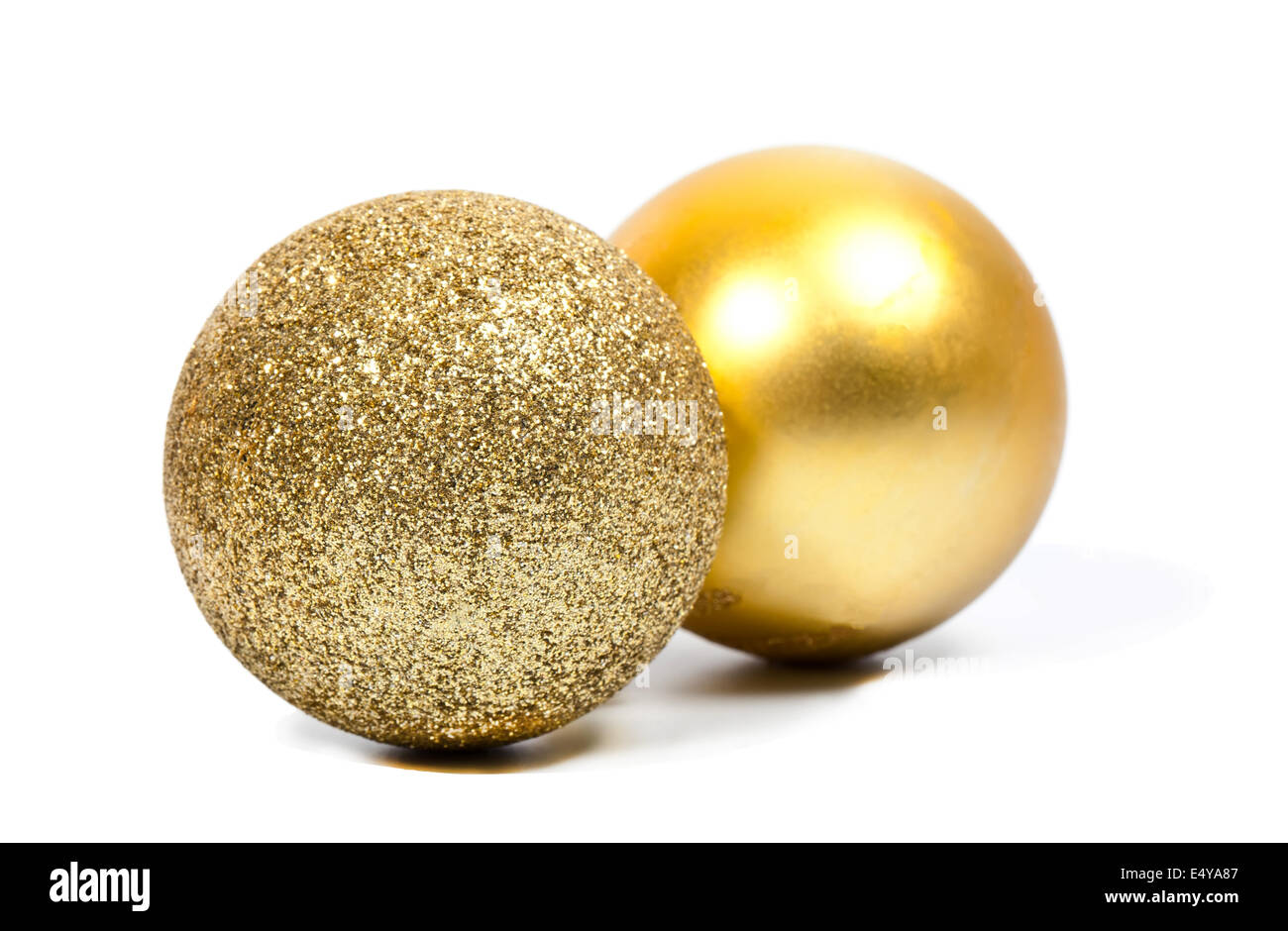 Two Christmas golden balls Stock Photo - Alamy