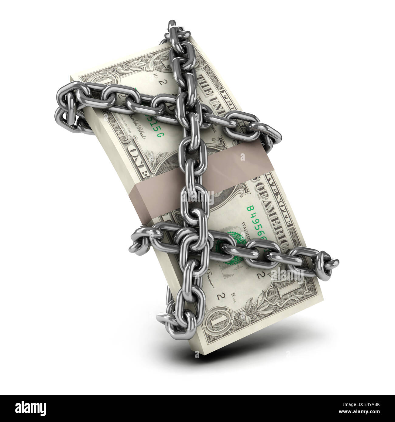 3d render of US Dollars wrapped in chains Stock Photo - Alamy