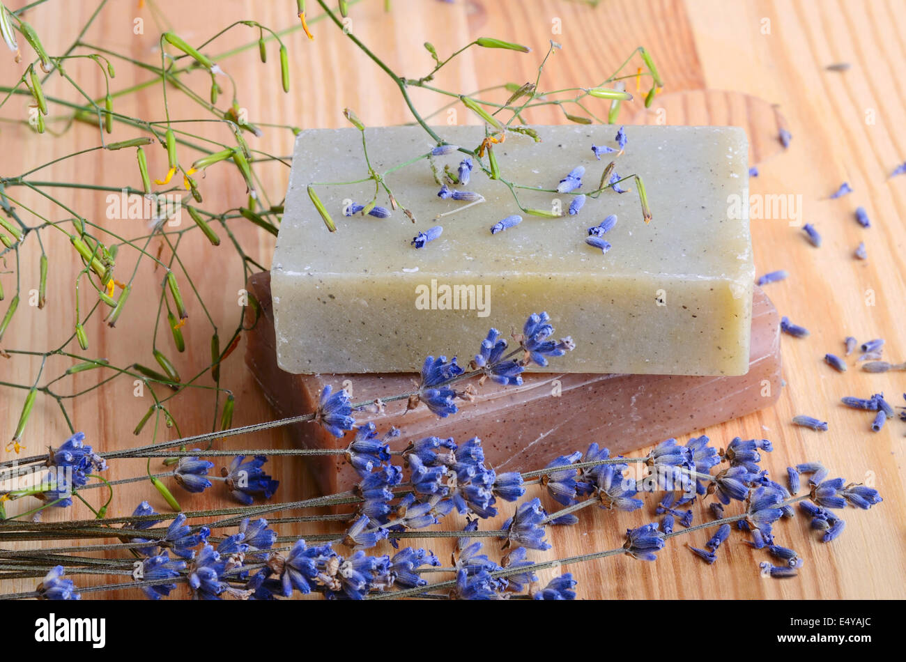 Two herbal soap Stock Photo - Alamy