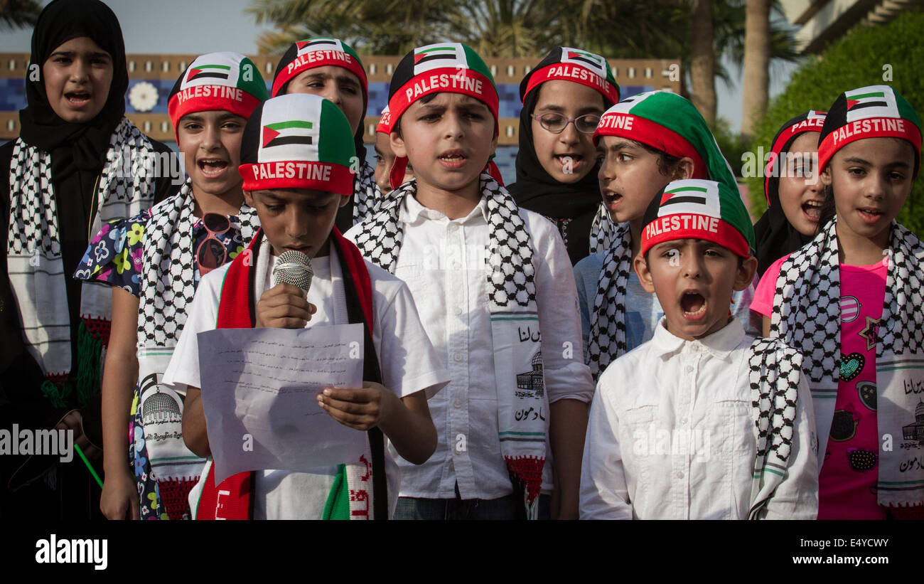Manama, Bahrain. 17th July, 2014. Bahrainis group of children sang for ...