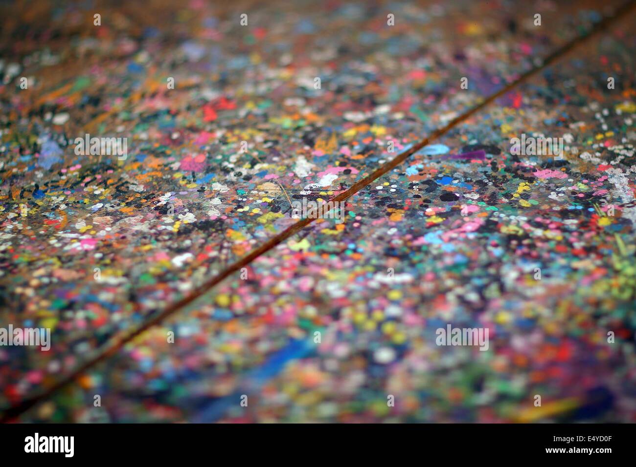 Mainz, Germany. 17th July, 2014. The work table of artist James Rizzi ...
