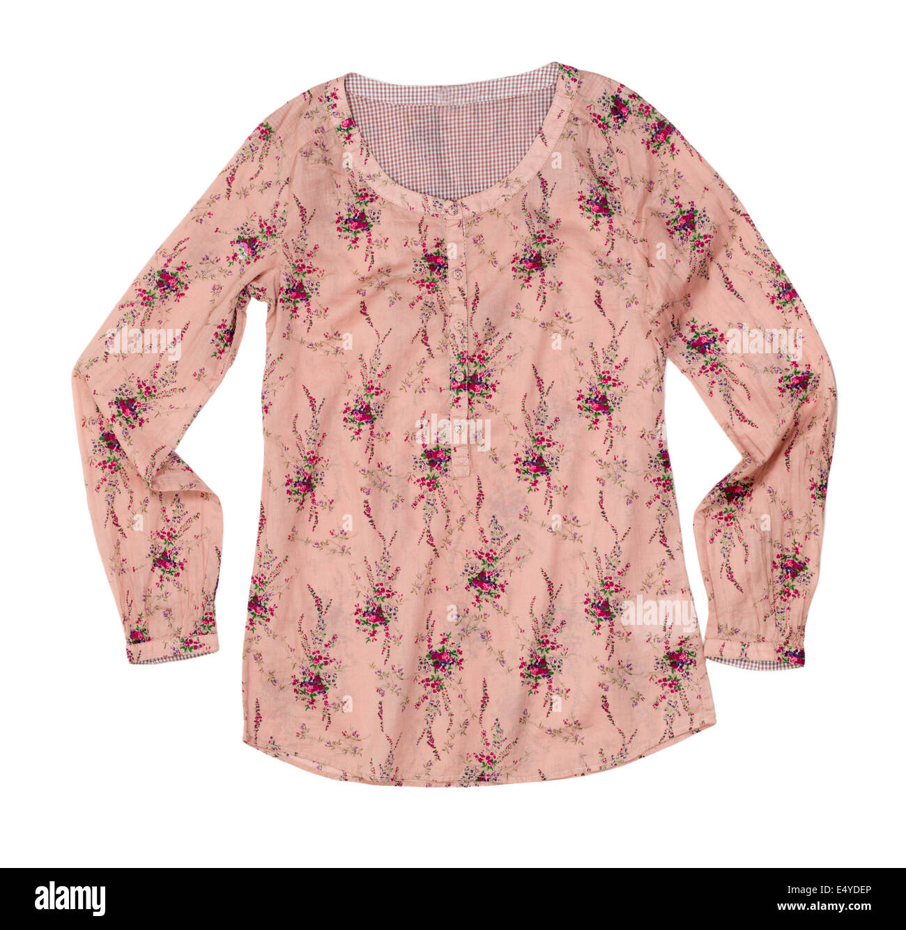 pink blouse with a floral pattern Stock Photo - Alamy