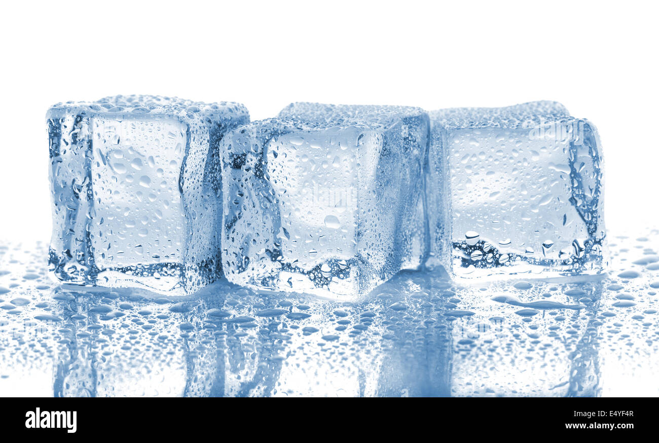 Three melted ice cubes with water drops Stock Photo - Alamy