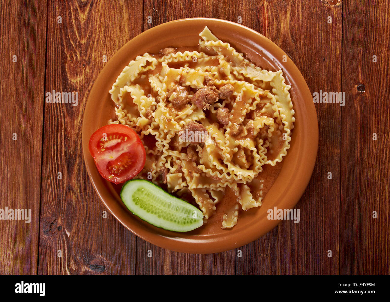 pasta mafalde with beef Stock Photo - Alamy
