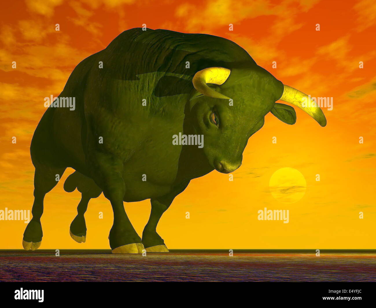 Agressive bull - 3D render Stock Photo - Alamy