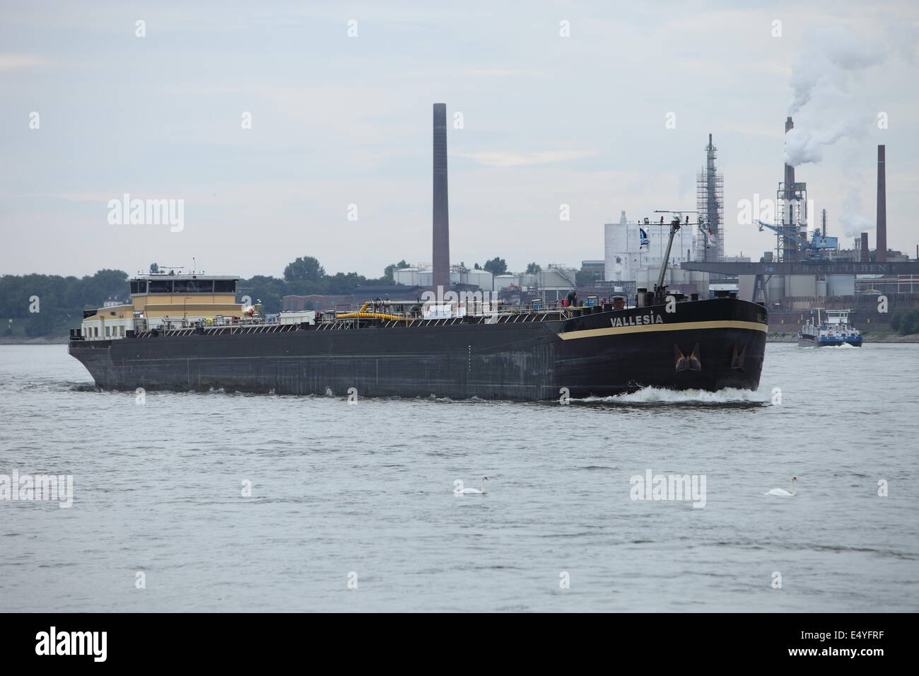 Empty barge or container ship Stock Photo - Alamy
