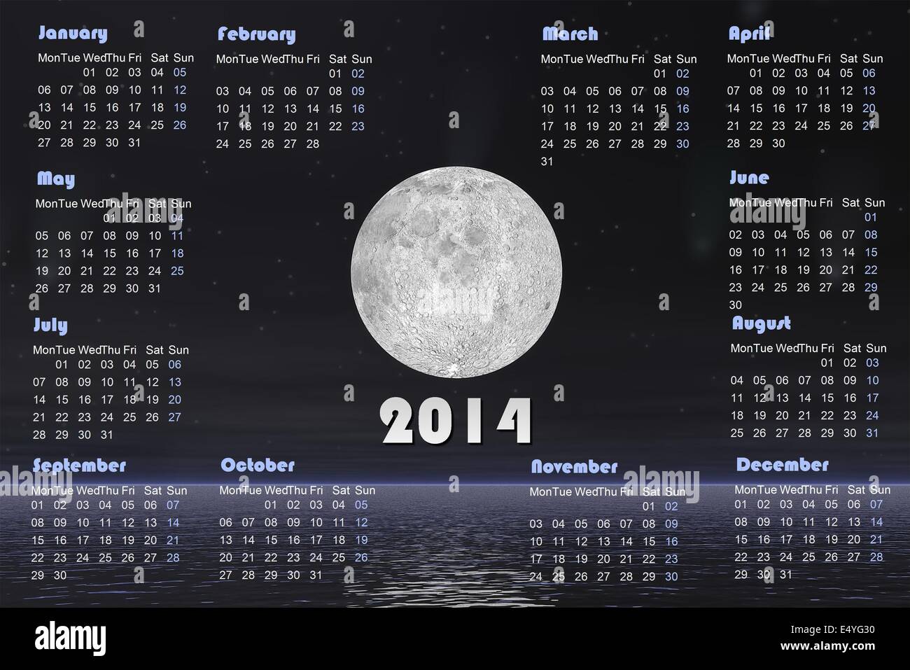 2014 Calendar With Holidays And Full Moons