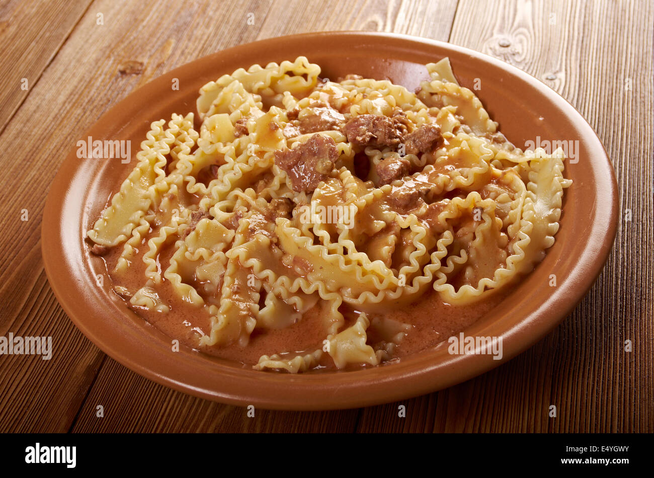 pasta mafalde with beef Stock Photo - Alamy