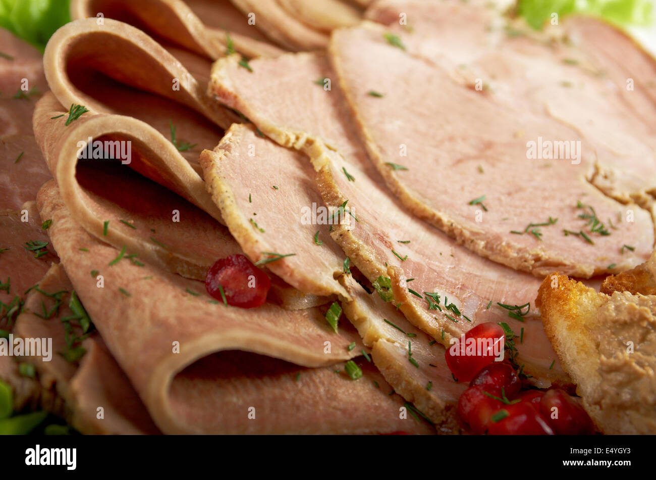 Beautiful sliced meat arrangement Stock Photo - Alamy
