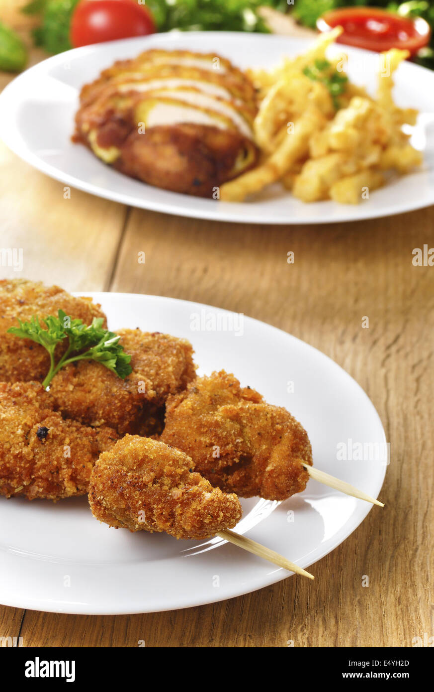 Tasty fried chicken kebob Stock Photo - Alamy