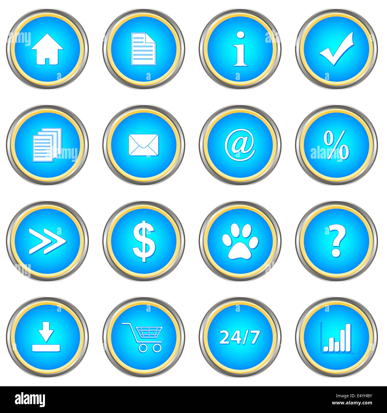 Set of blue buttons Stock Photo - Alamy