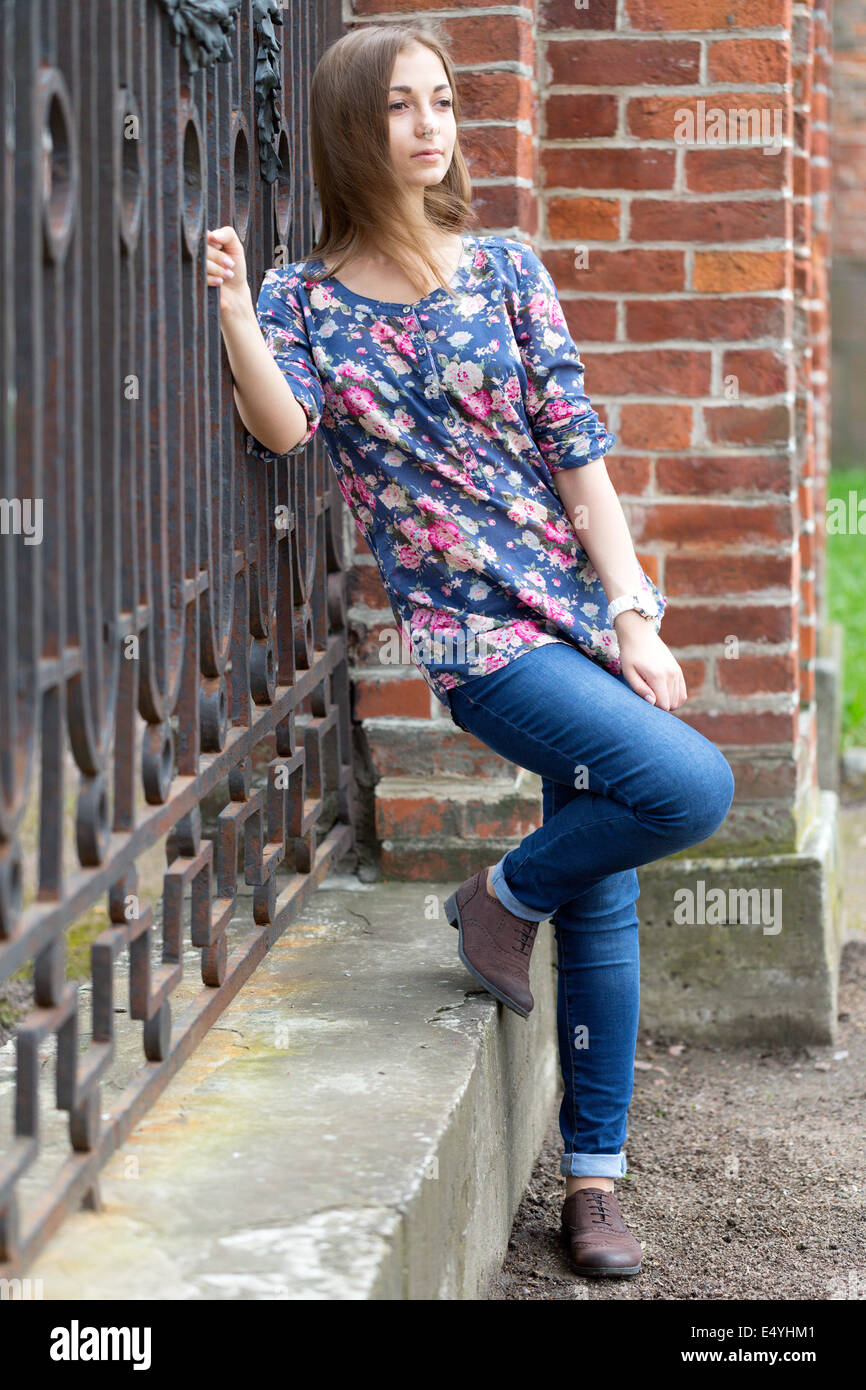 Full-length portrait of a pensive girl Stock Photo - Alamy Full-length portrait of a pensive girl Stock Photo - Alamy