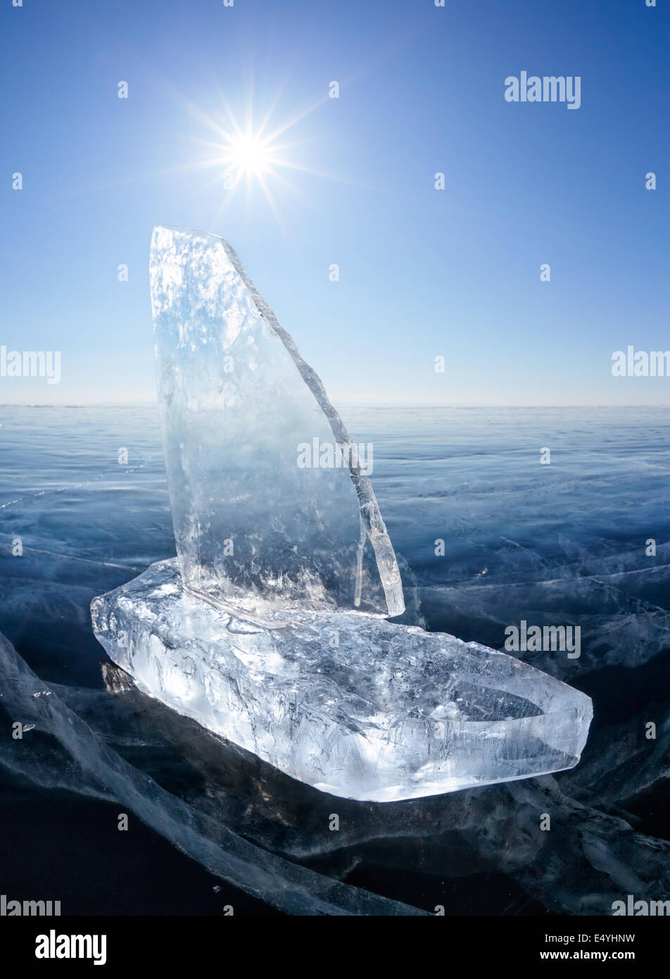 Ice yacht on winter Baical Stock Photo - Alamy