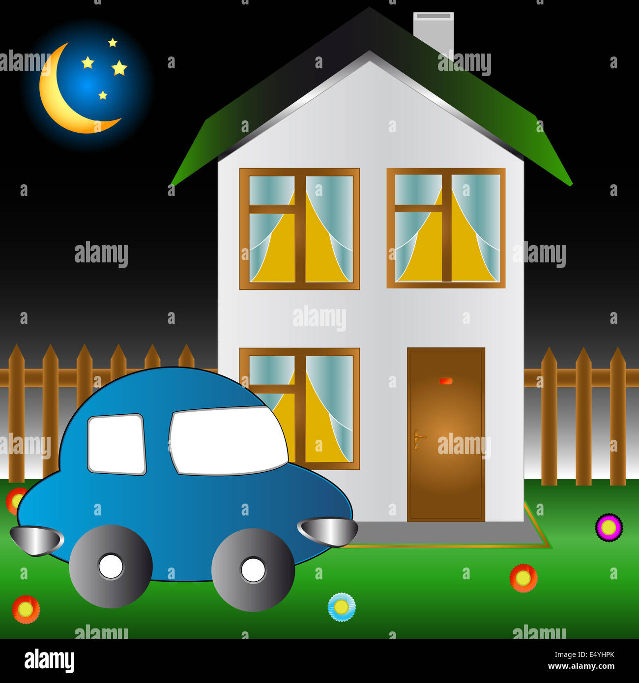 The car and the house Stock Photo - Alamy