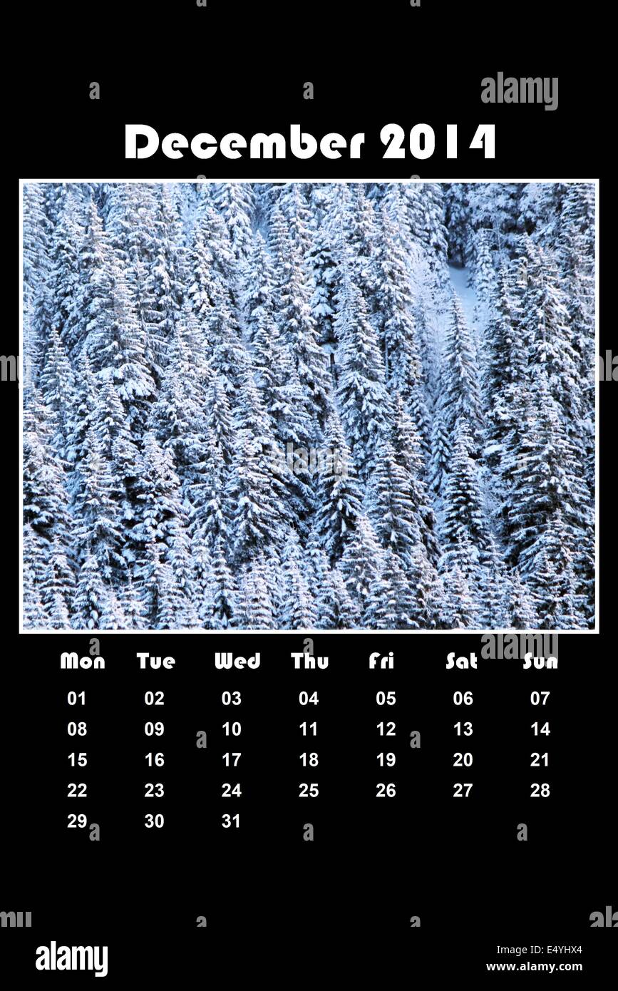 Nature calendar for 2014 - december Stock Photo - Alamy
