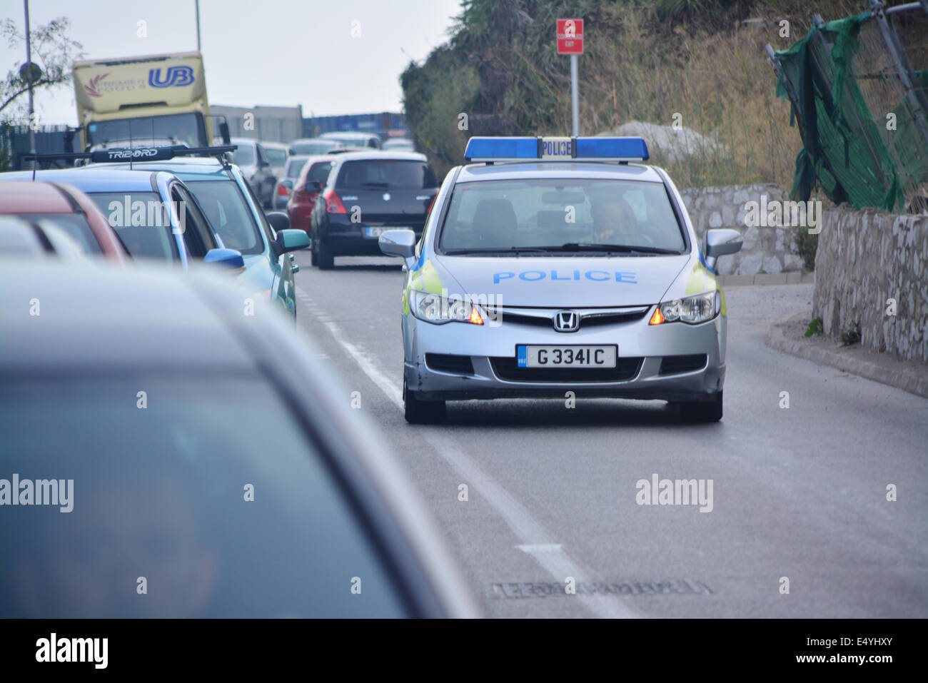 Gibraltar, 17th July 2014. A Royal Gibraltar Police Patrol car is ...