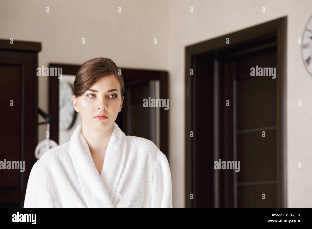Woman in bathrobe hi-res stock photography and images - Alamy